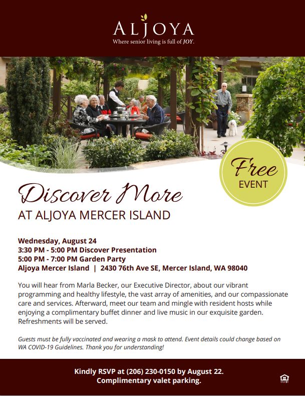 Discover More at Aljoya Mercer Island! (In-Person Event) - 3rd Act Magazine